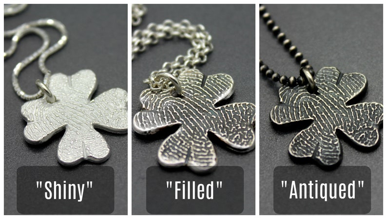 Fingerprint Necklace, Silver Clover Necklace, Minimal Necklace for ...