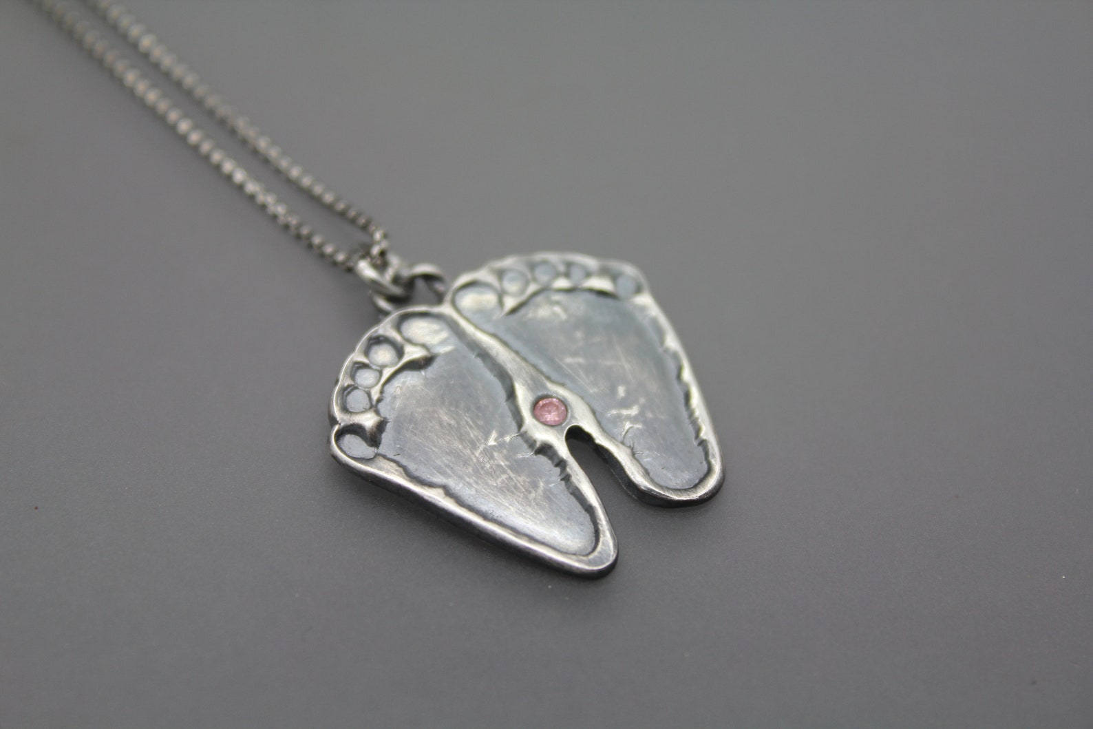 Actual Footprint Necklace, Custom Silver Footprint Jewelry, Baby Feet ...