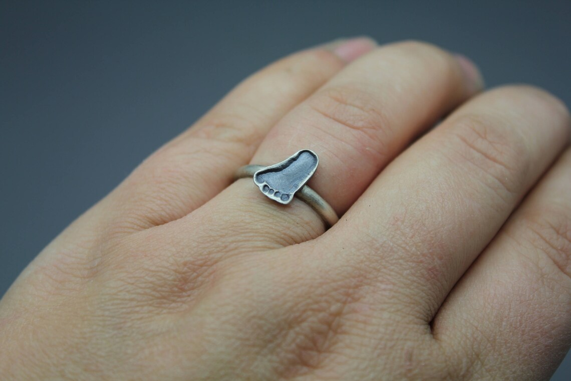 Footprint Jewelry Footprint Ring Mom Ring Mommy Jewelry - Etsy