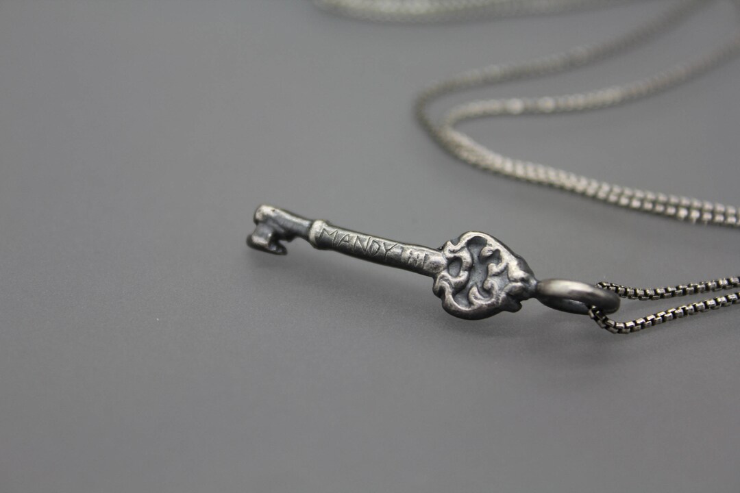 Personalized Key Necklace, Key Jewelry, Silver Key, Name Necklace, Name ...