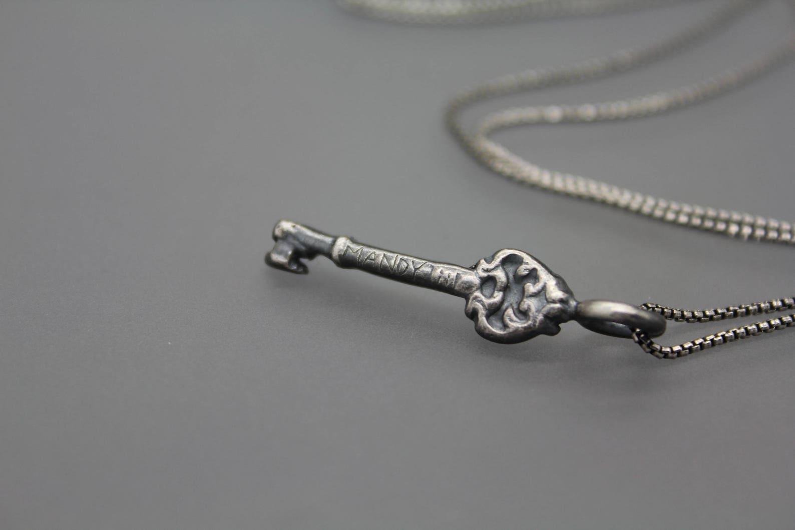 Personalized Key Necklace Key Jewelry Silver Key Name | Etsy