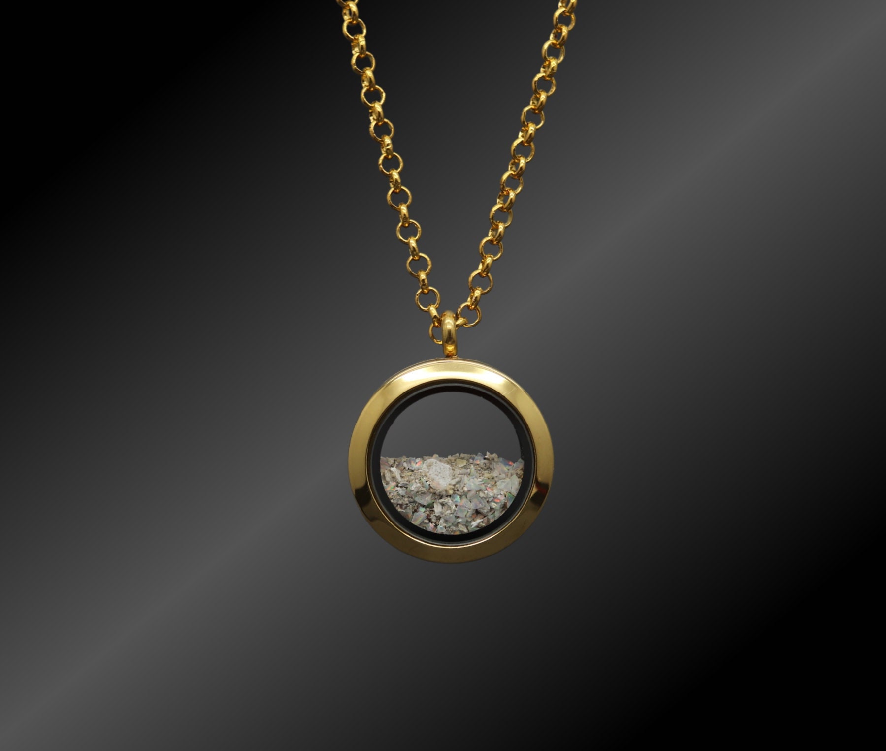 Cremation Locket for Ashes, Human Ash Keepsake, Gold Cremation Necklace ...