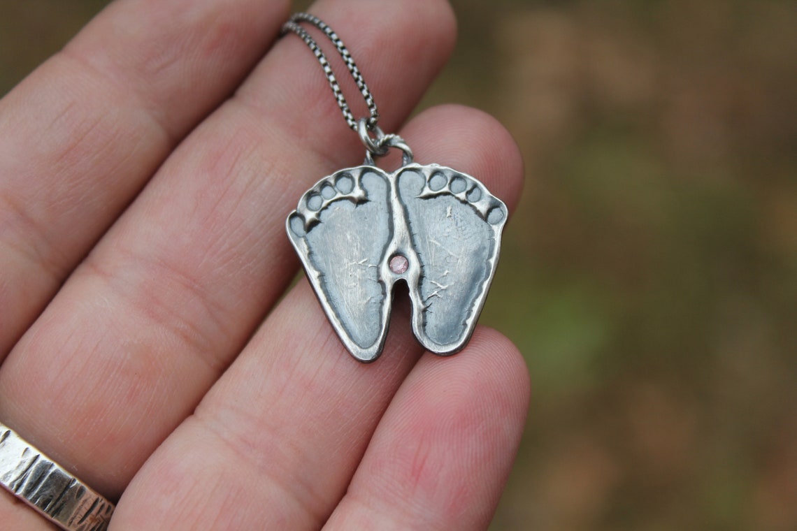Actual Footprint Necklace Custom Silver Footprint Jewelry | Etsy