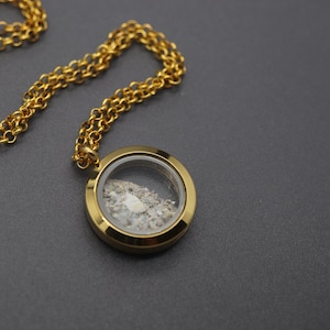 Cremation Locket for Ashes, Human Ash Keepsake, Gold Cremation Necklace ...