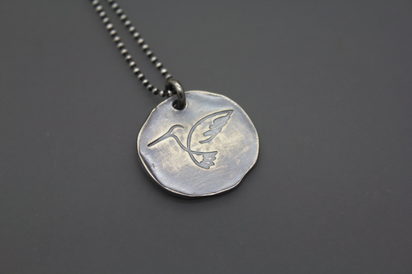 Sterling Silver Hummingbird Necklace, Round Hummingbird Pendant ...
