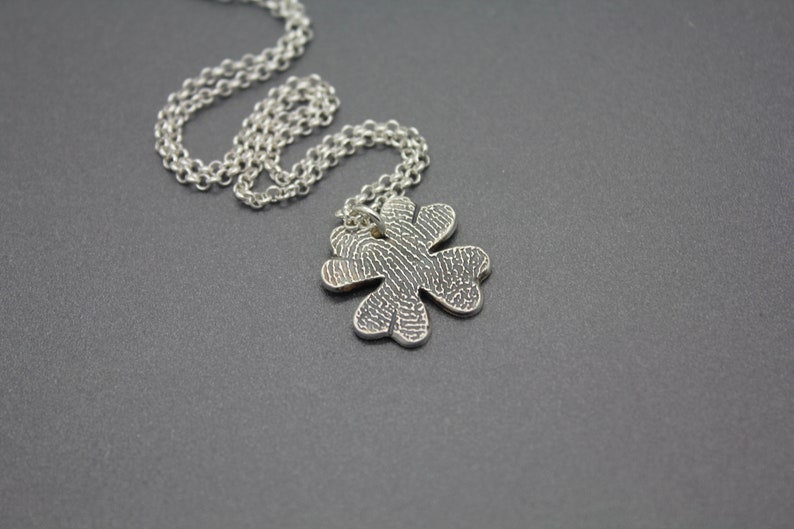 Fingerprint Necklace, Silver Clover Necklace, Minimal Necklace for ...