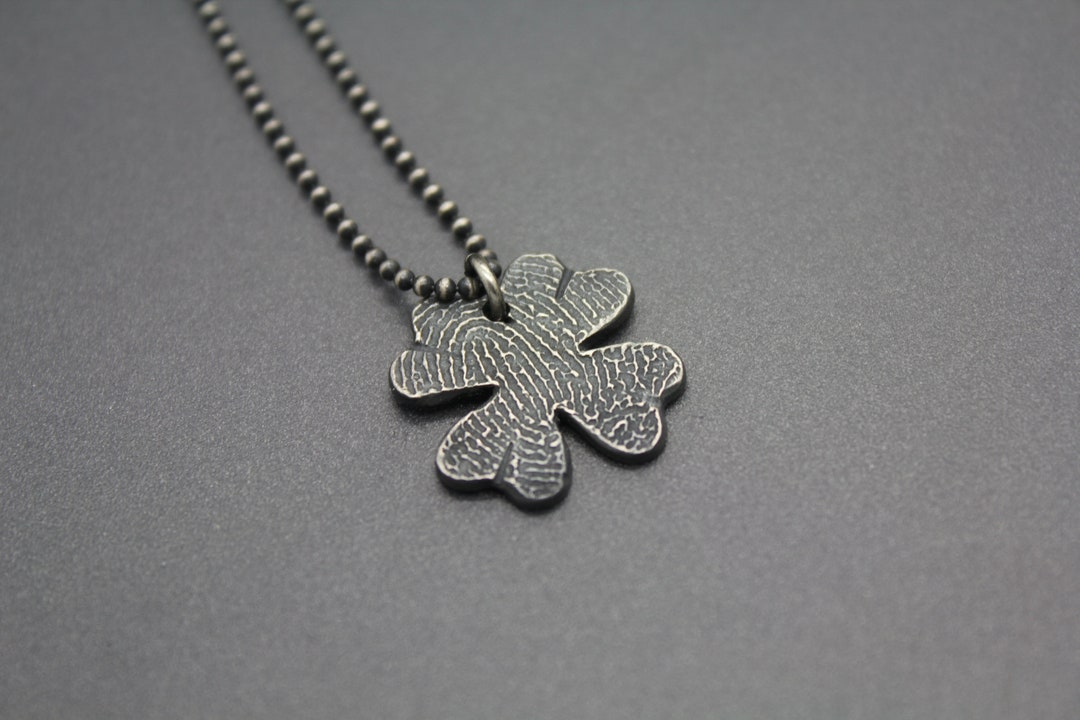 Fingerprint Necklace, Silver Clover Necklace, Minimal Necklace for ...