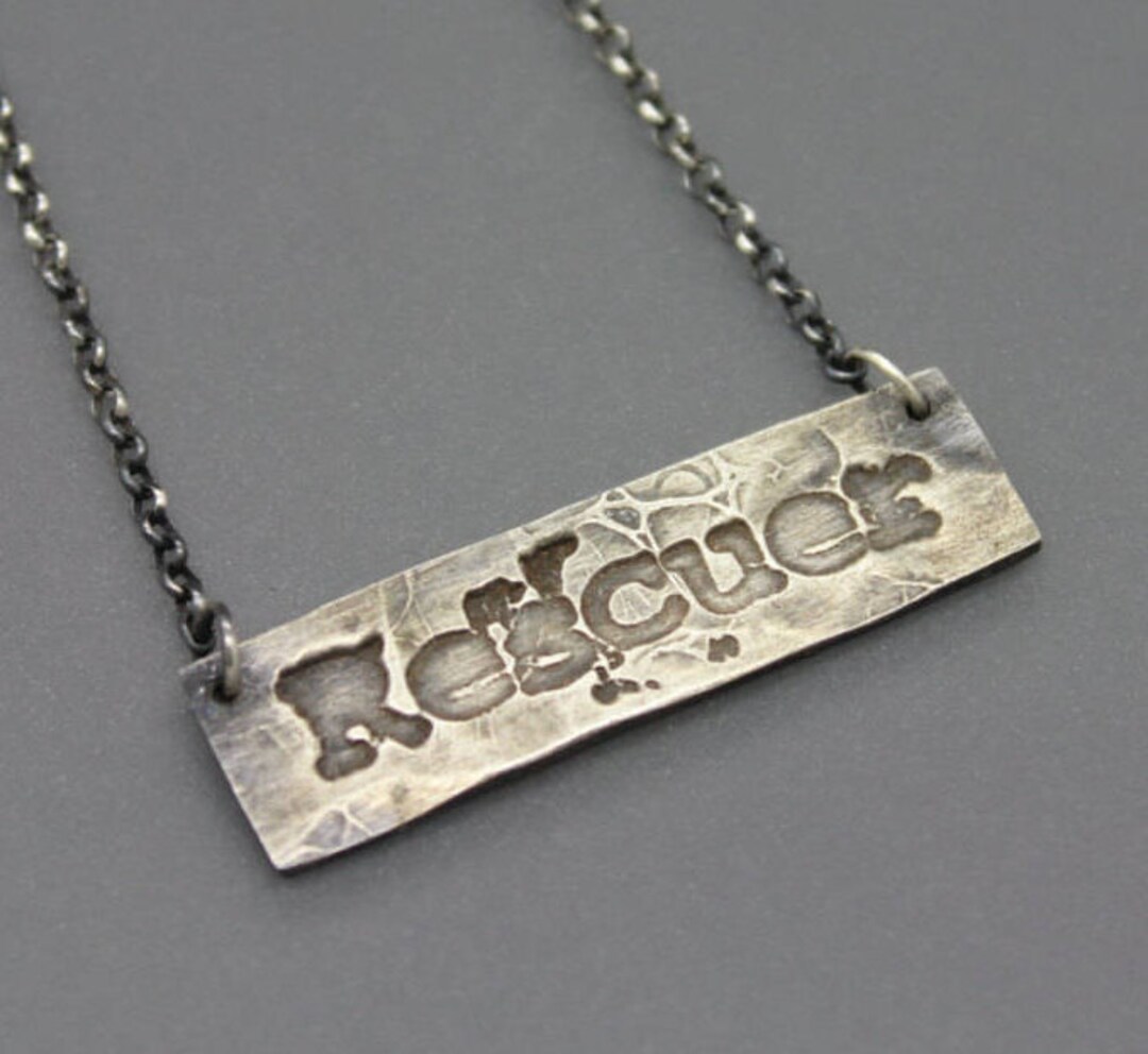 Rescuer Necklace, Sterling Silver Bar Necklace, Rescue Mom Gift, Search ...
