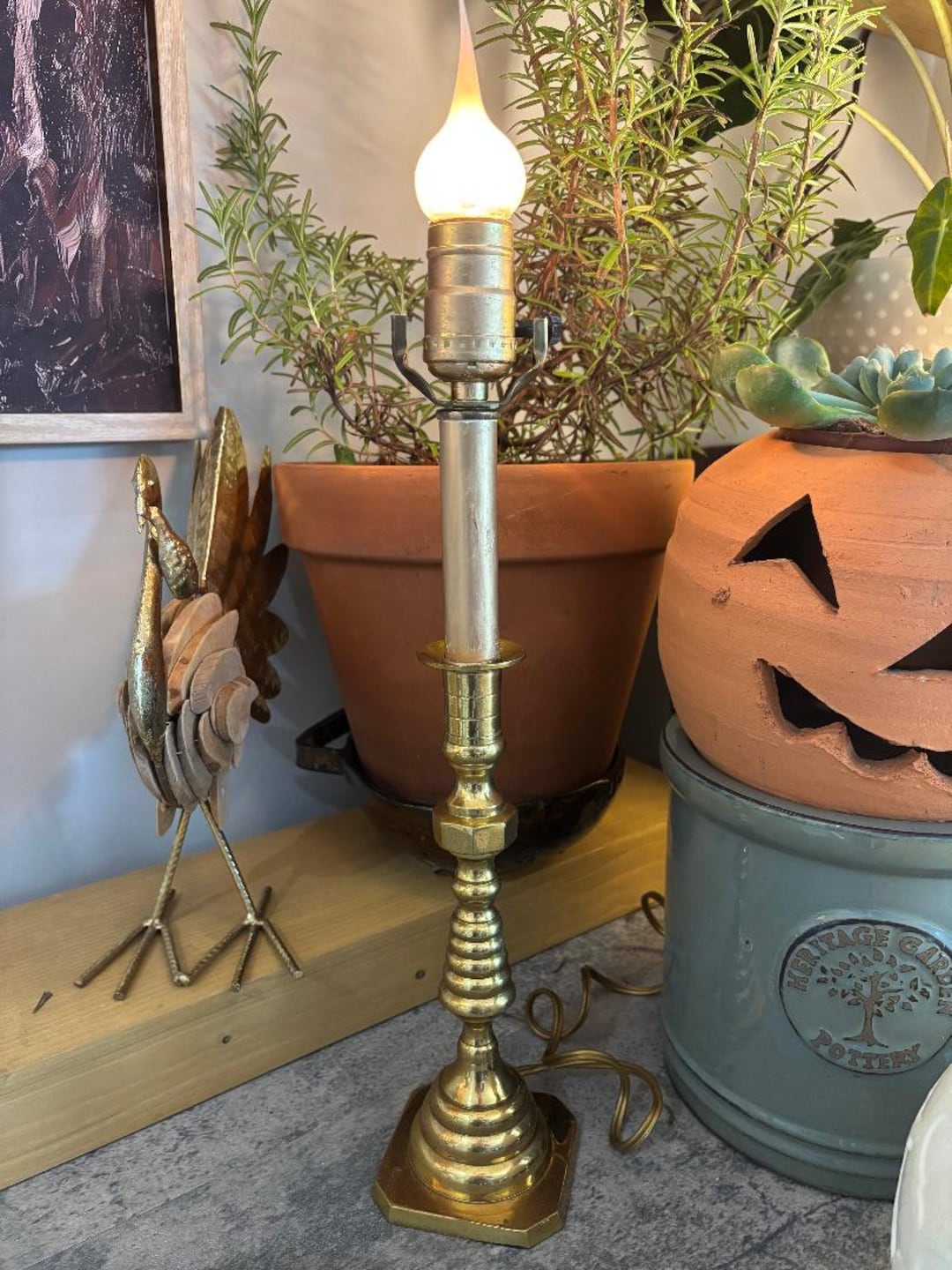 1970s Georgian Brass Candlestick Lamp – Mid-century Table Lamp - Etsy