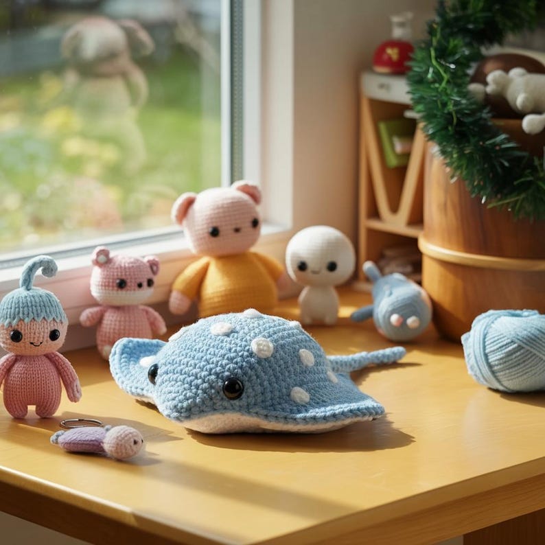 Stingray Amigurumi • Crochet Manta Ray Plush • Handmade Ocean Animal ...