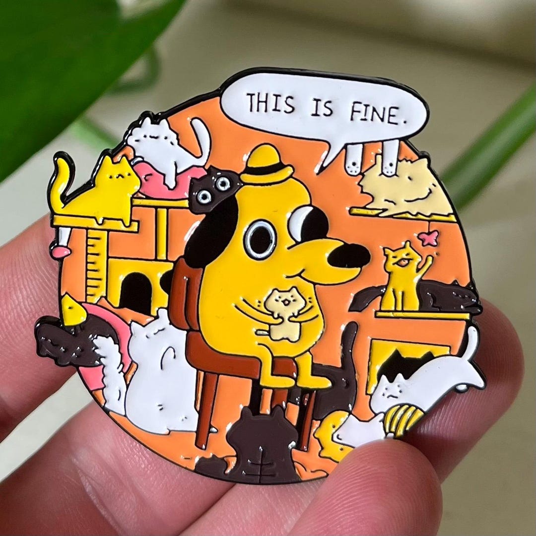This is Fine Cat 2 Inch Pin | Funny Meme Cats - Etsy