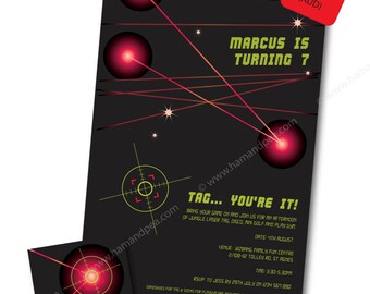 Laser Tag Target Laser War Invitation Vertical Black Background ...