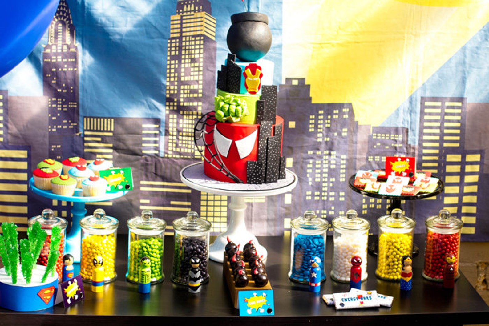 Superhero Skyline Printable Backdrop - Etsy