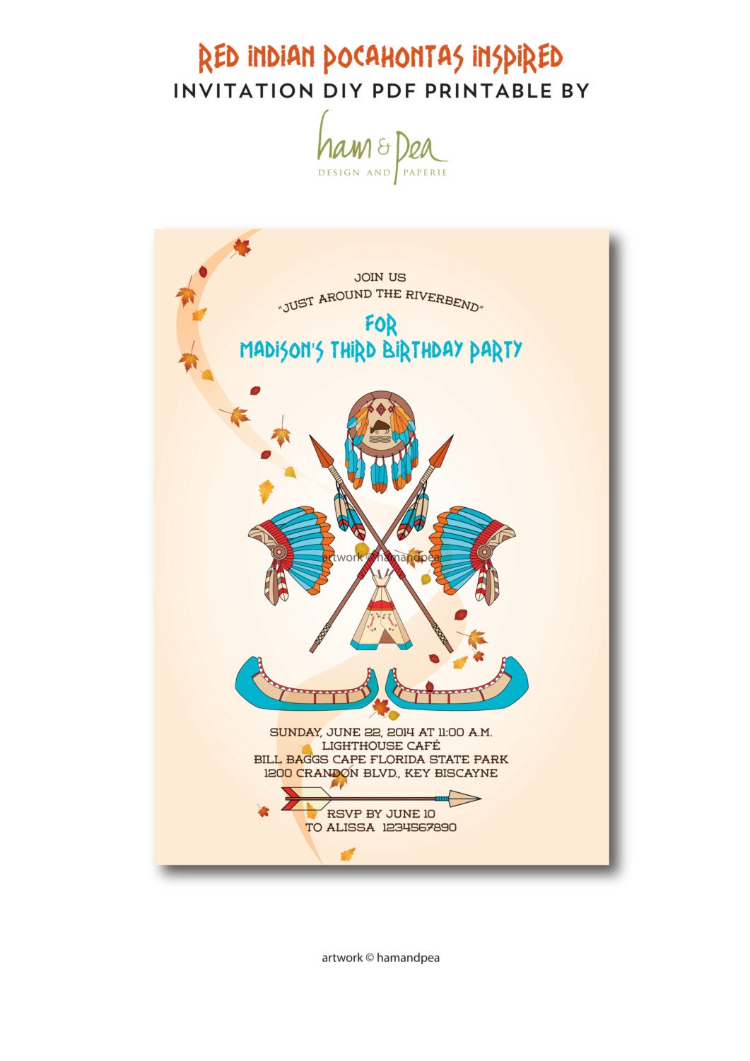 Red Indian Invitation PDF Digital File Only - Etsy