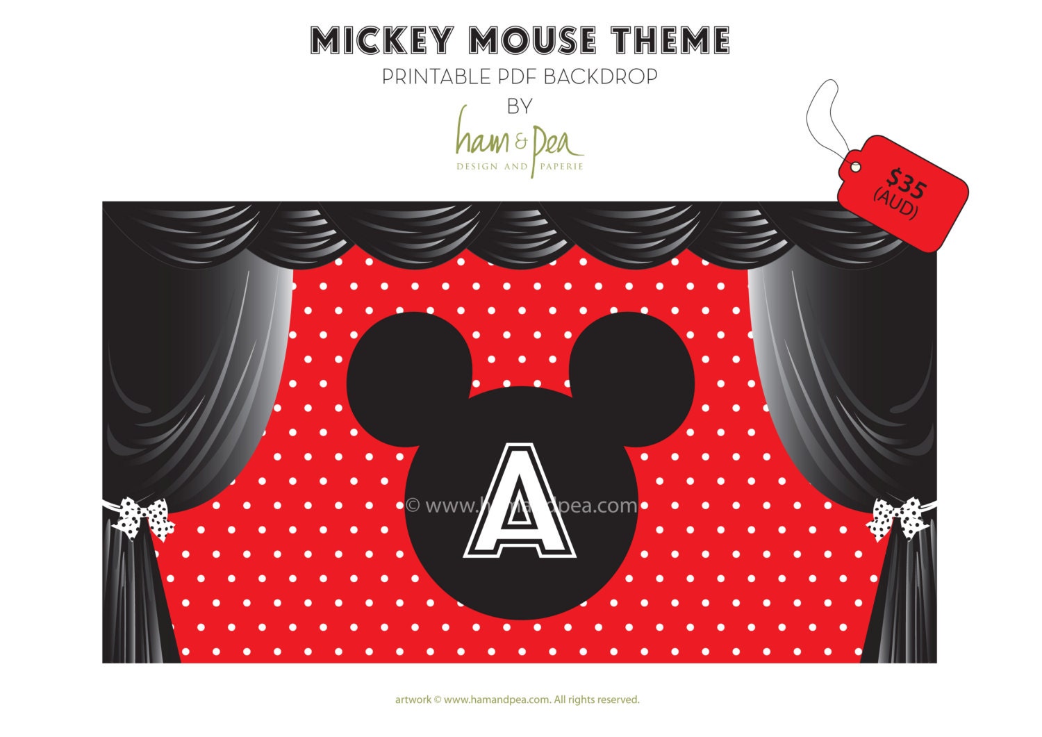 Mickey Mouse Theme Backdrop printable File - Etsy