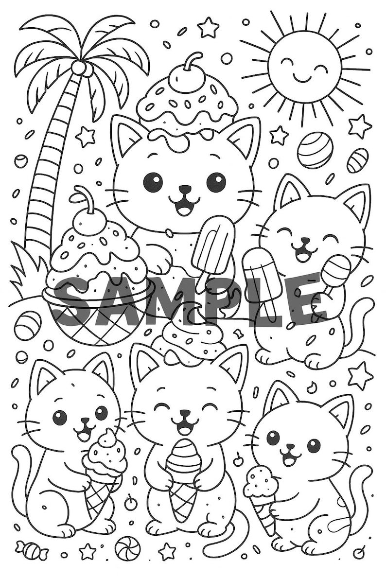 Color Me Purrfect Digital Cat Coloring Book | 15 Cute Kitty Coloring ...