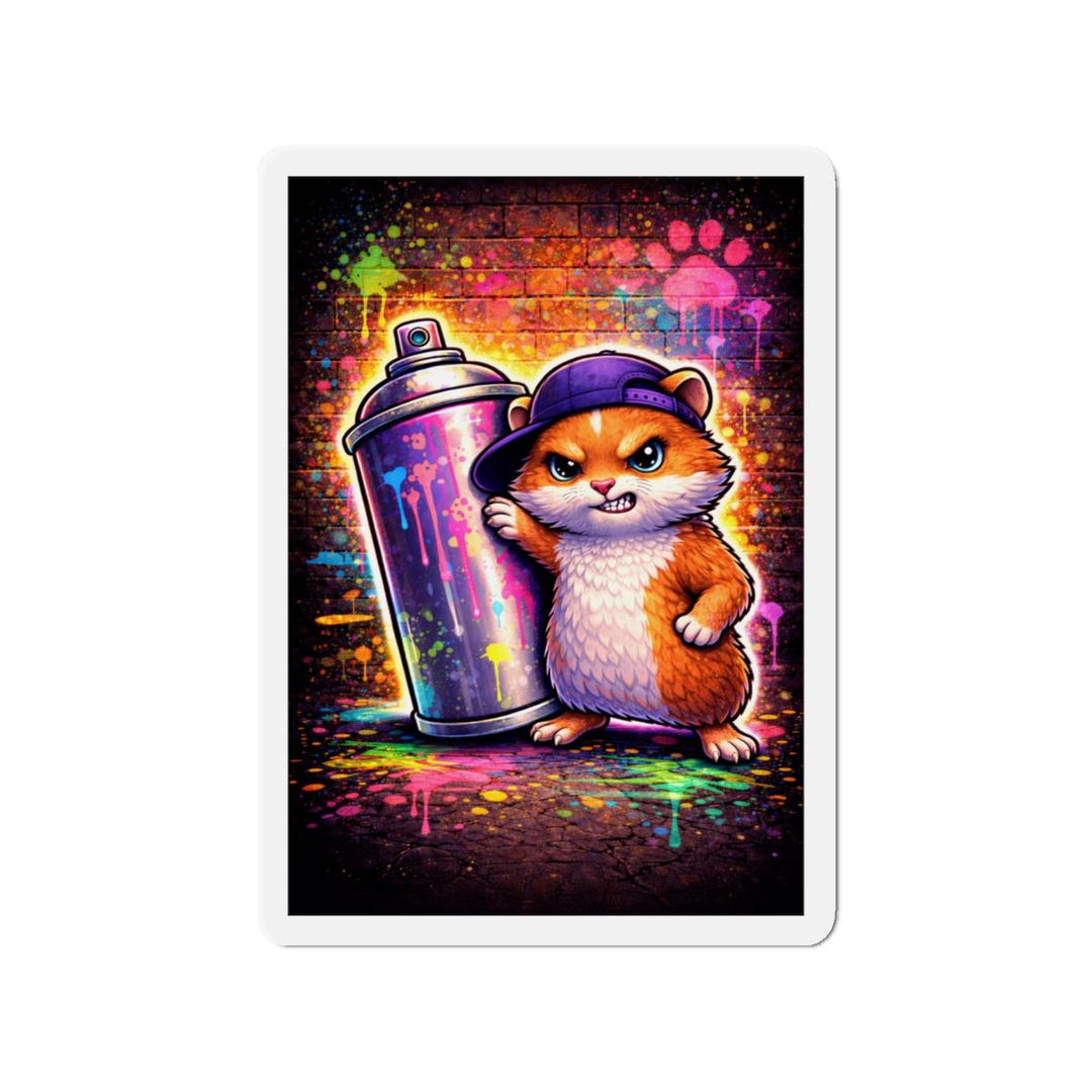 Graffiti Hamster Die-cut Magnet, Cute Spray Can Hamster Art Magnet ...