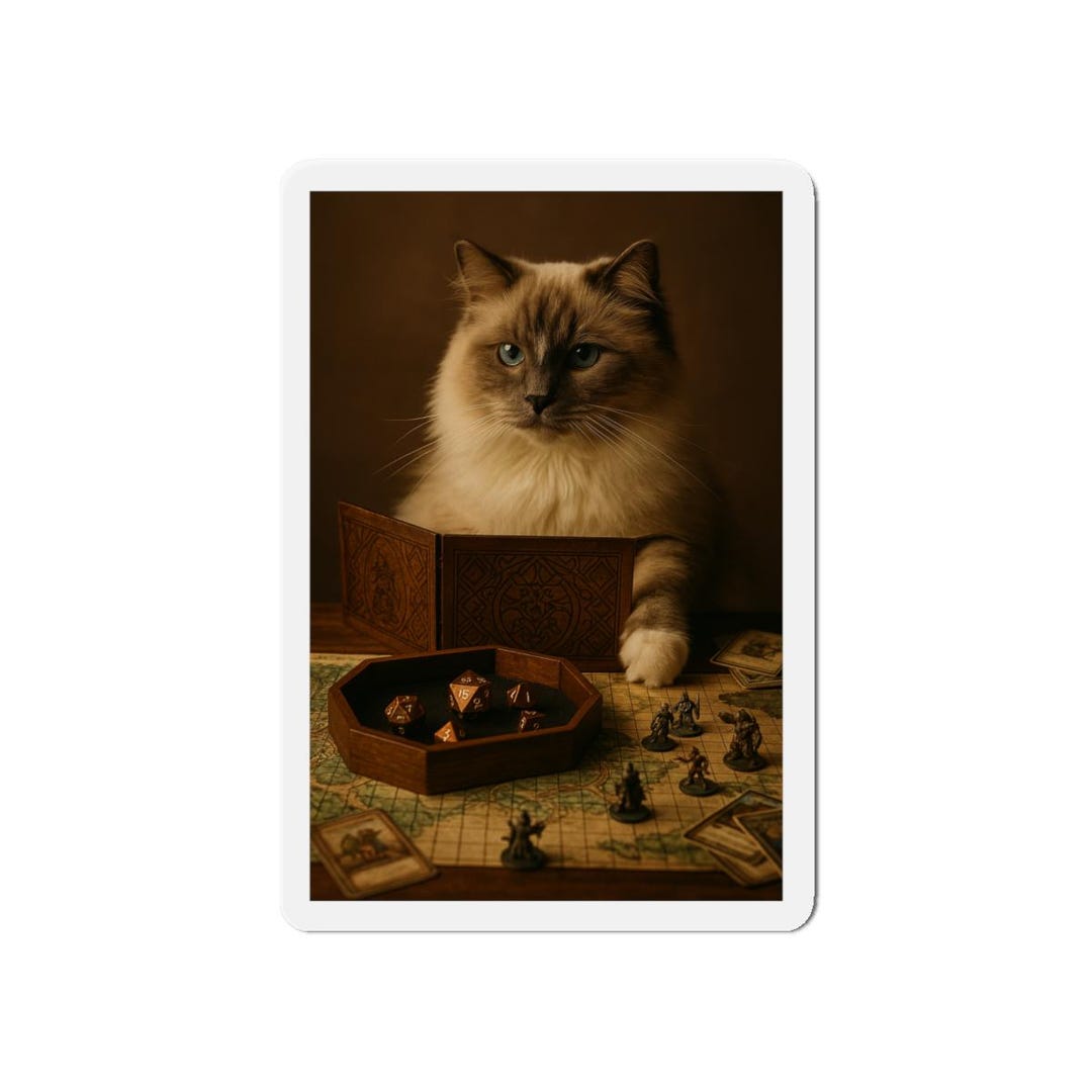 Ragdoll Cat Dungeon Master Die-cut Magnet, RPG Gaming Cat Refrigerator ...