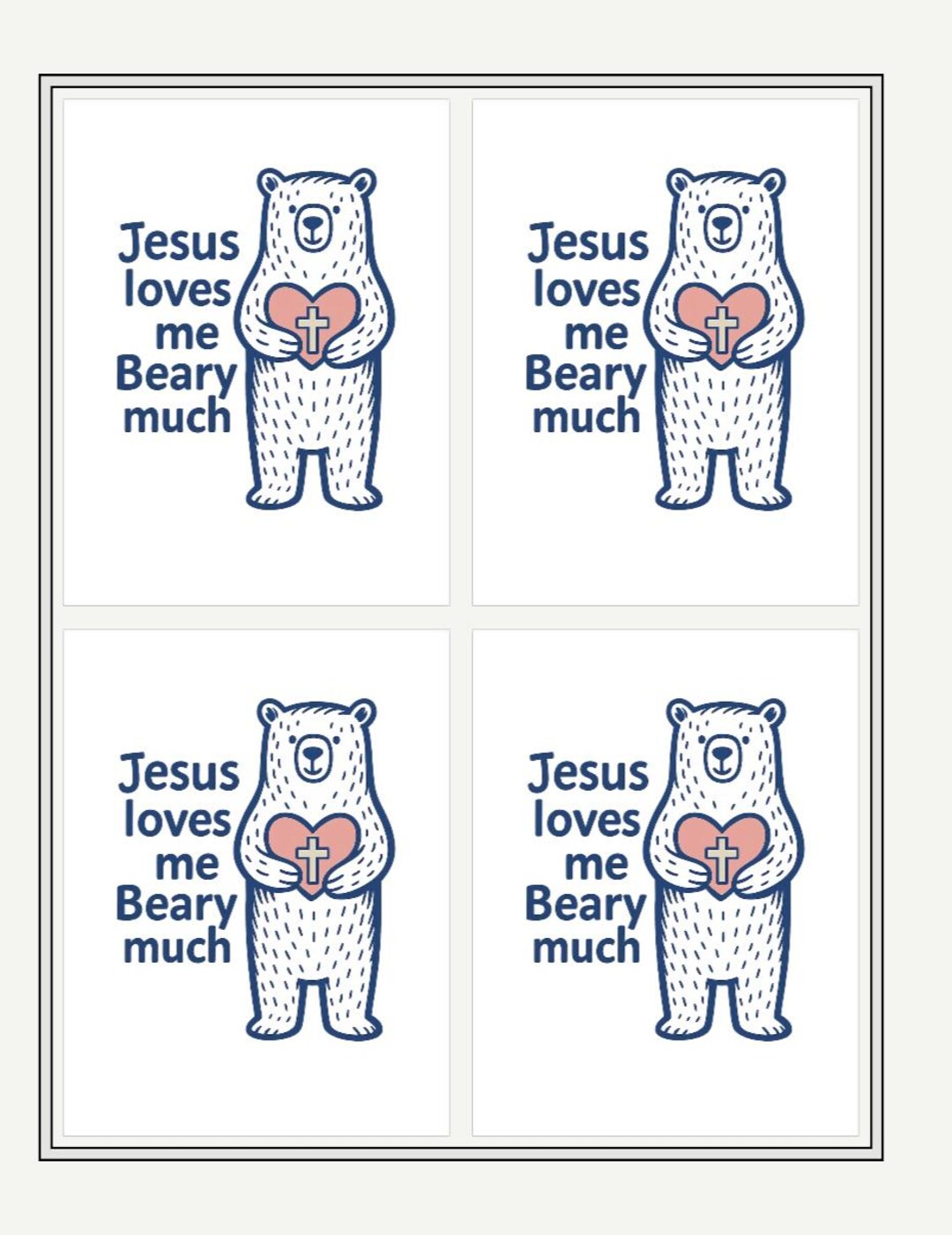 Jesus Loves Me Beary Much Sticker Sheet, Christian Faith Kids Sticker ...