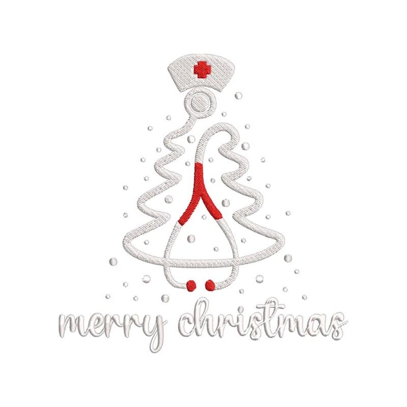 Nurse Christmas Tree Embroidery Design, Stethoscope Holiday Motif ...