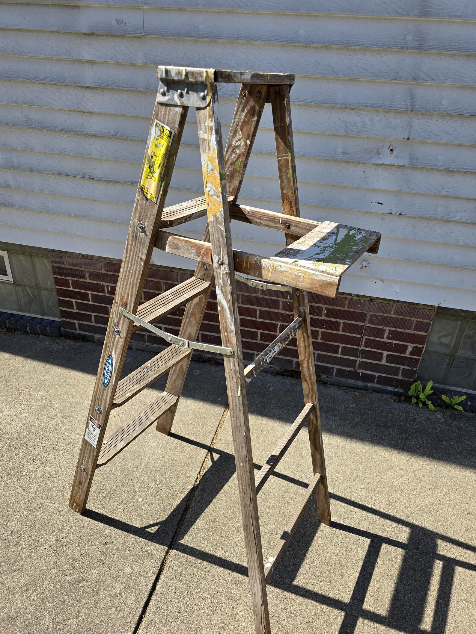 Werner Step Ladder 5 Foot Wood Wooden Paint Painters Folding W335 ...