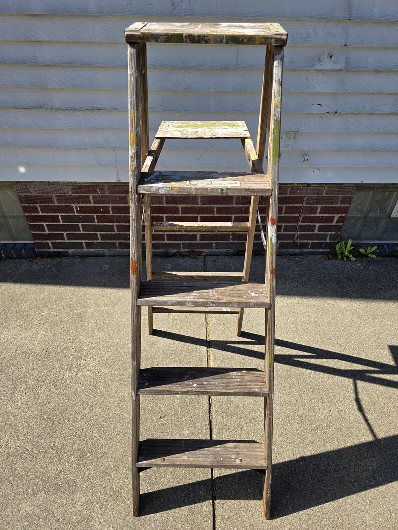Werner Step Ladder 5 Foot Wood Wooden Paint Painters Folding W335 ...