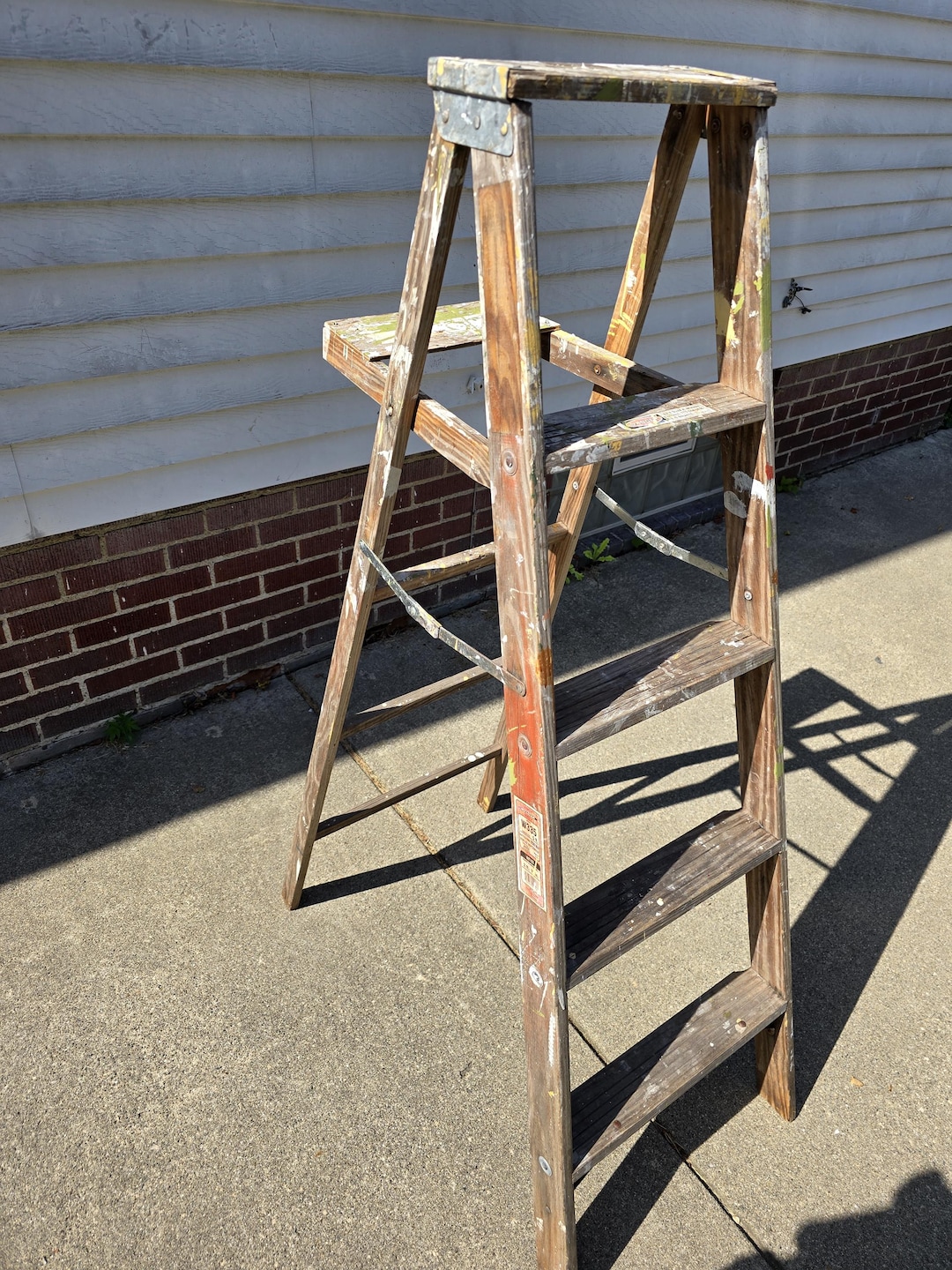 Werner Step Ladder 5 Foot Wood Wooden Paint Painters Folding W335 ...
