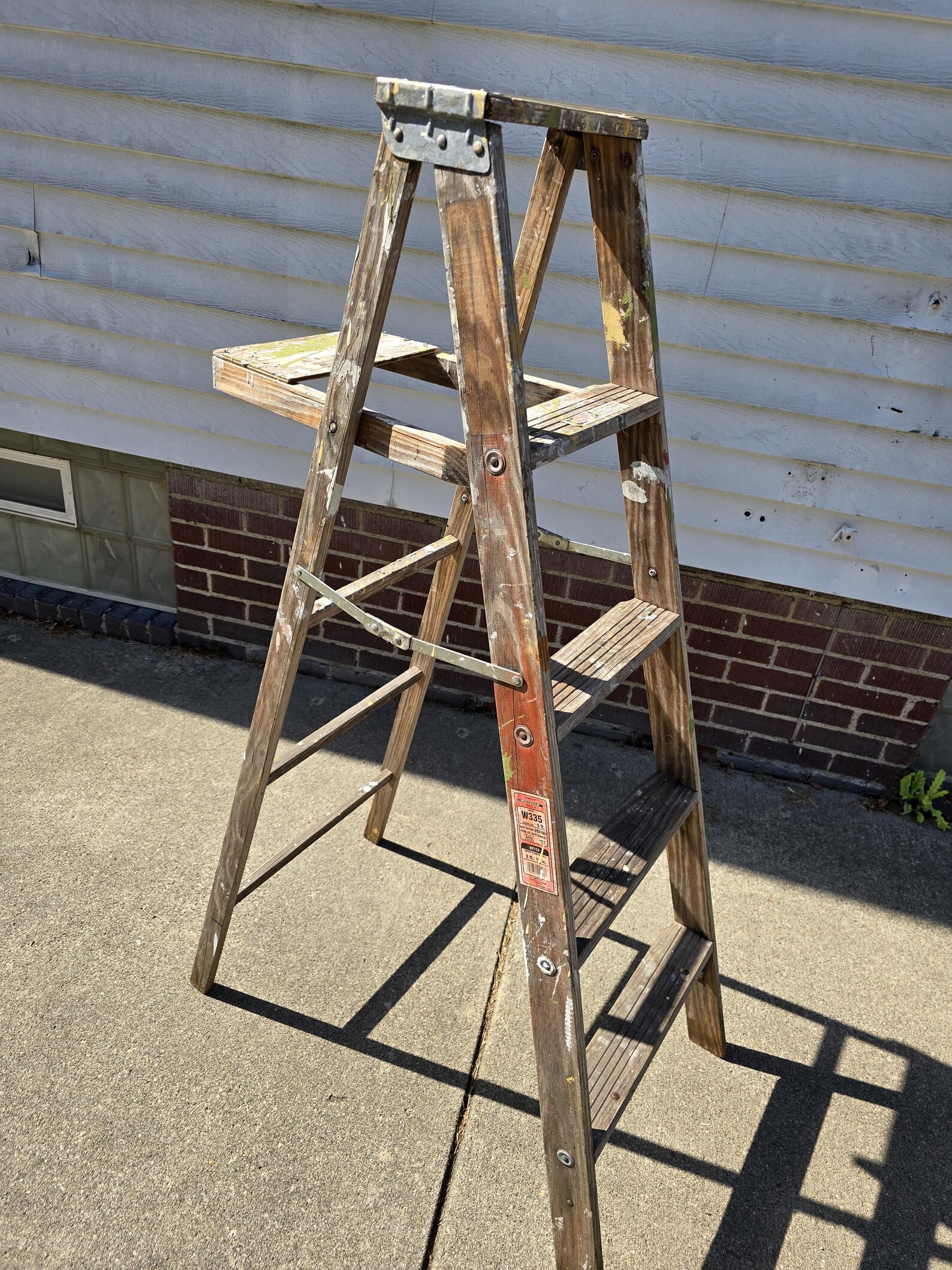 Werner Step Ladder 5 Foot Wood Wooden Paint Painters Folding W335 ...
