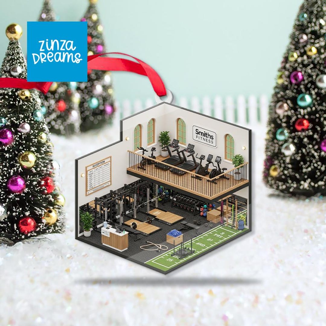 PERSONALIZABLE Gym Christmas Ornament, CUSTOMIZABLE Miniature Fitness ...
