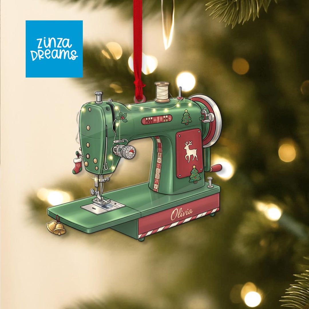 CUSTOMIZABLE Christmas Sewing Machine Ornament, PERSONALIZABLE Acrylic ...