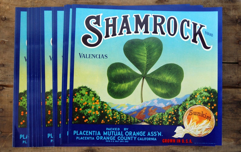 Vintage Shamrock Sunkist Citrus Crate Label - NOS - Etsy