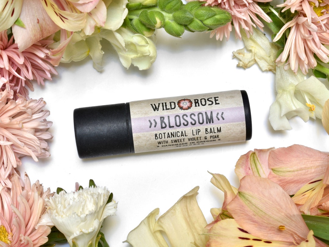 BLOSSOM Natural Lip Balm With Organic Pear and Violet Floral - Etsy