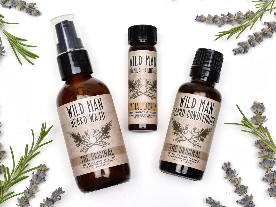 Wild Man Beard Gift Set - Beard Oil Conditioner, Beard Wash and Facial ...