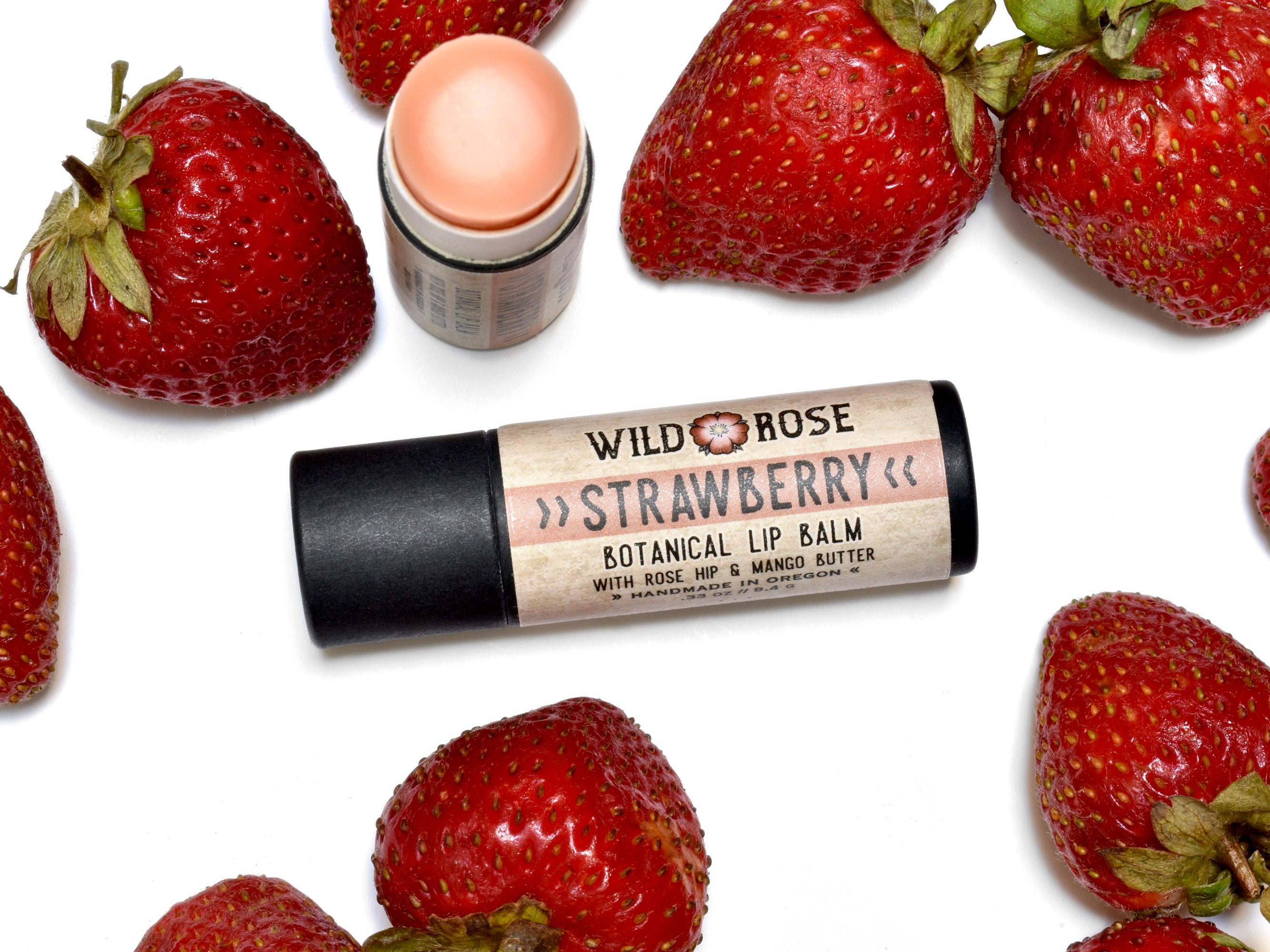 STRAWBERRY Natural Lip Balm With Organic Strawberry and | Etsy