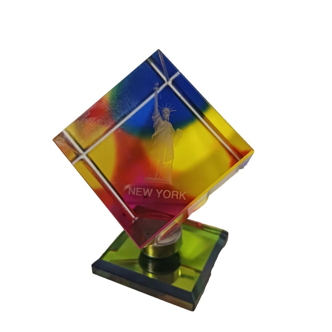 New York City Paperweight Spinner Statue of Liberty Laser Etched Glass ...