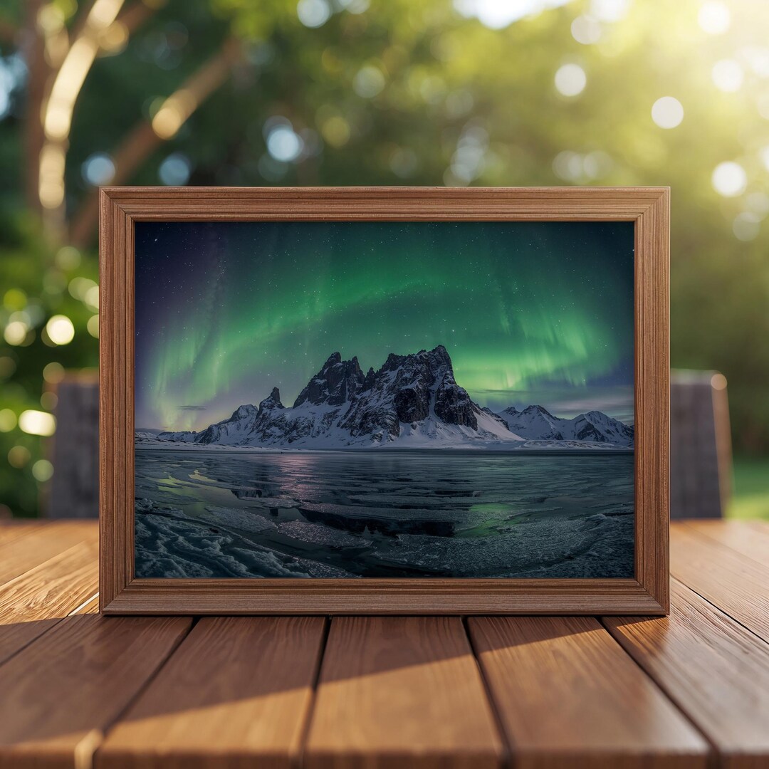 Northern Lights Printable – Winter Aurora Borealis Landscape (digital ...