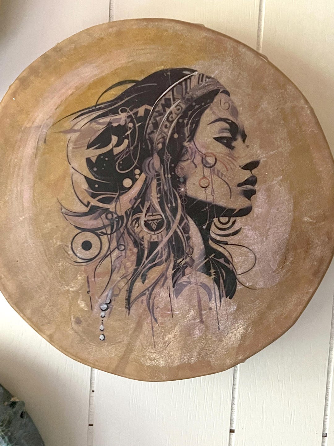 13" Painted Elk Hide Drum Cedar Frame - Collaboration - Etsy