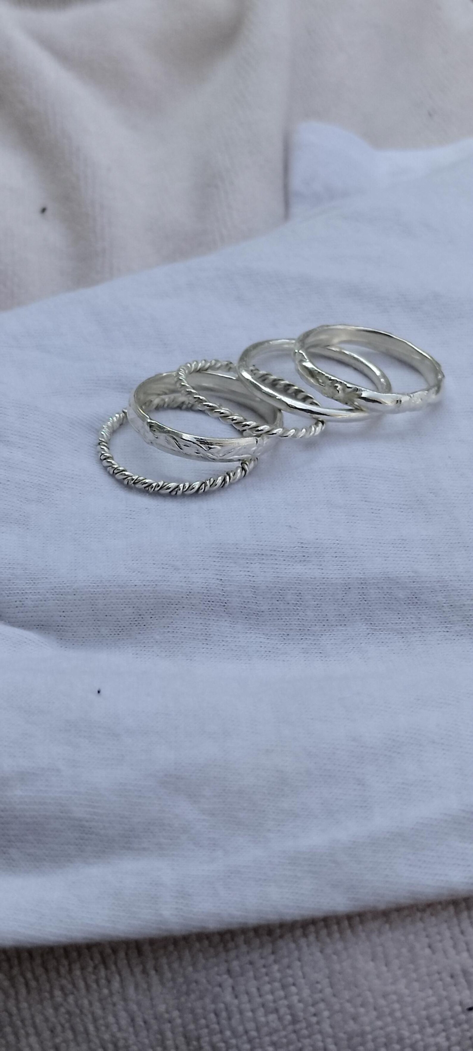 Handmade Sterling Silver Stacking Ring Set: Boho Textured Bands - Etsy