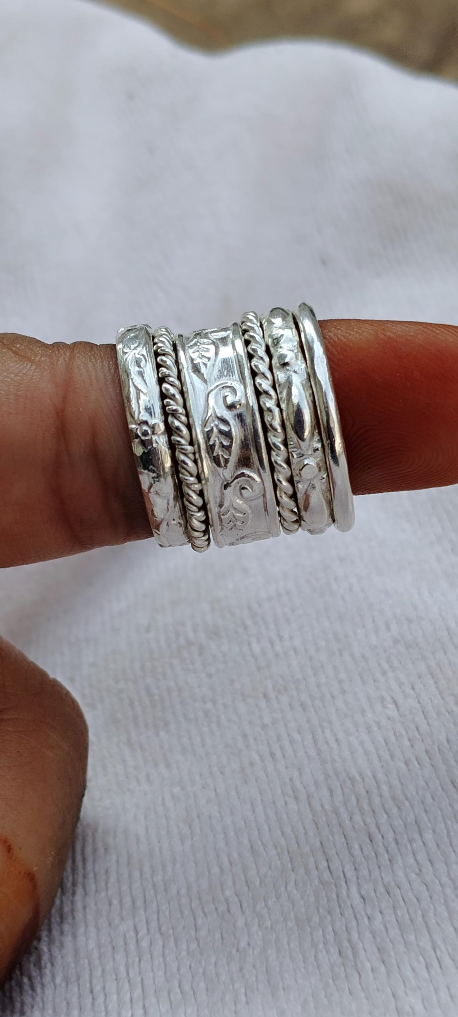 Handmade Sterling Silver Stacking Ring Set: Boho Textured Bands - Etsy
