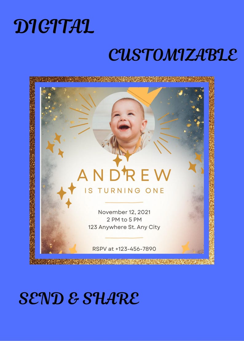 Baby Turning One Invitation Digital Customizable Birthday Party Invite ...