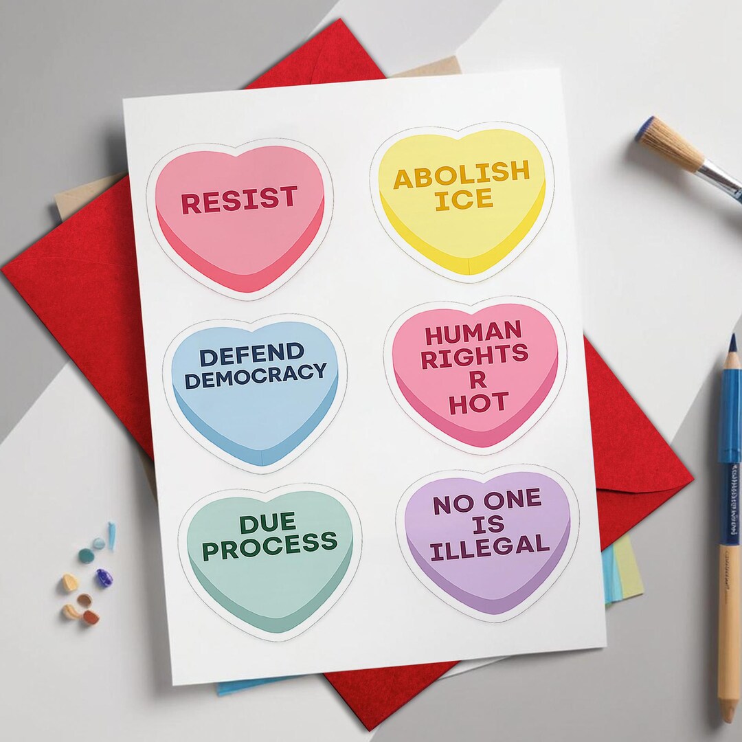 Set of 6 Pcs Abolish ICE Candy Hearts Stickers: No One is Illegal Decal ...