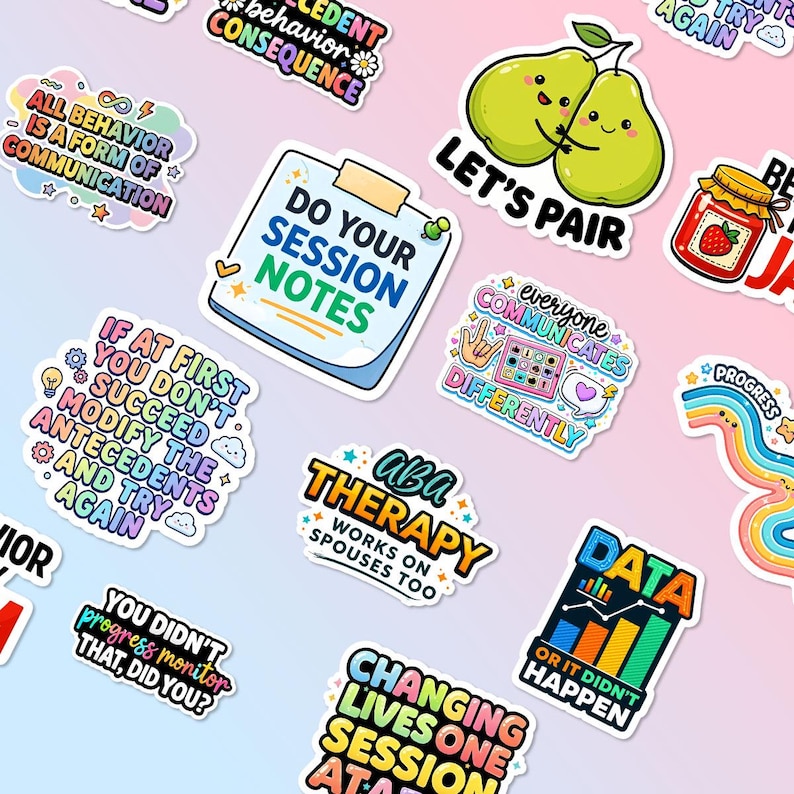 Set 60 Pcs ABA Sticker: Behavior Analysis Sticker Bundle, Holographic ...
