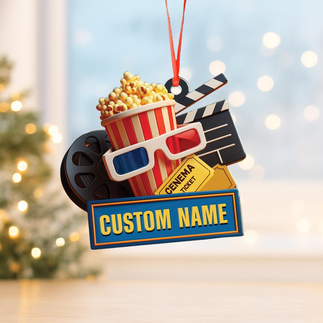 Personalized Film Clapper & Popcorn Christmas Decor, Gift for Movie ...