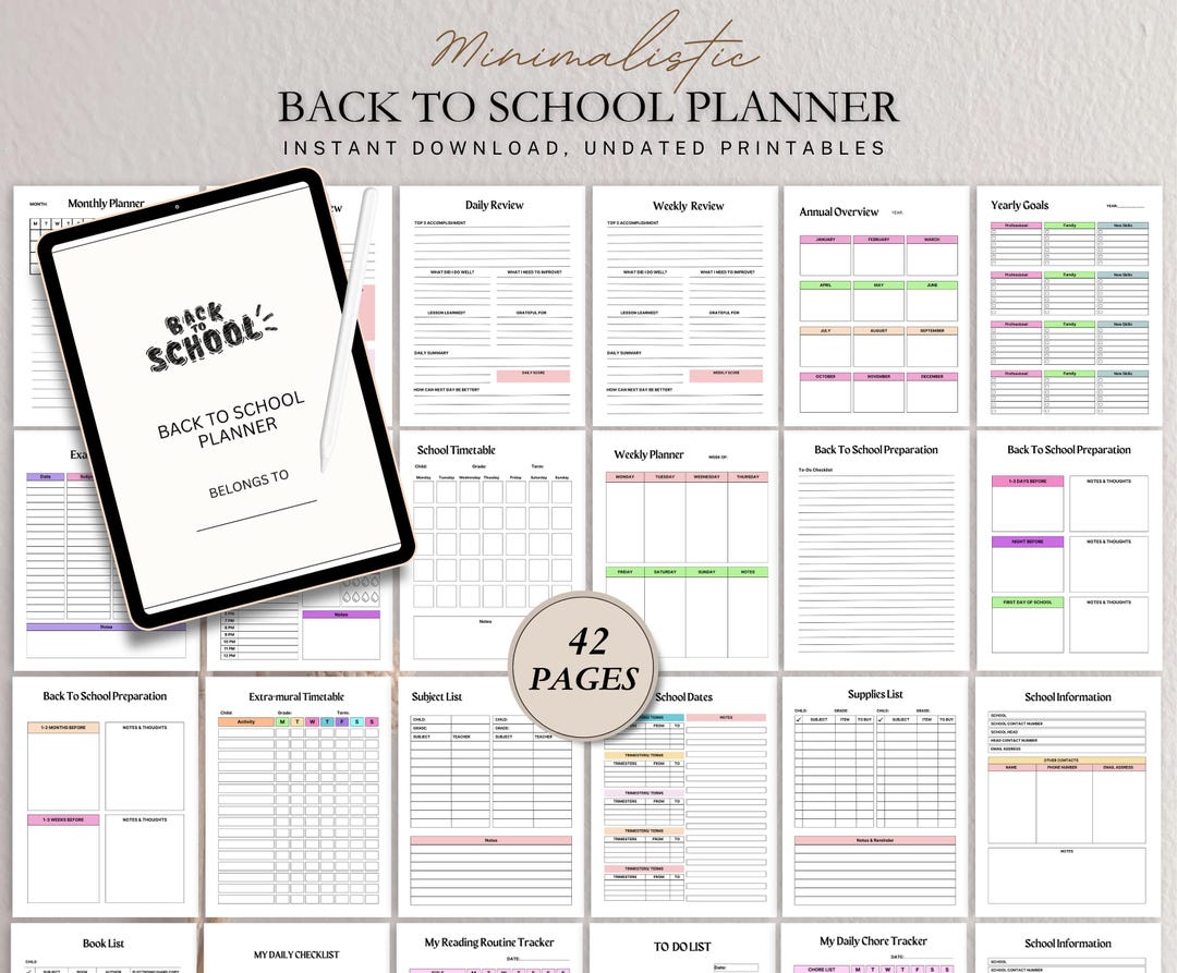 Back to School Planner, Student Homework Tracker (digital Download) - Etsy