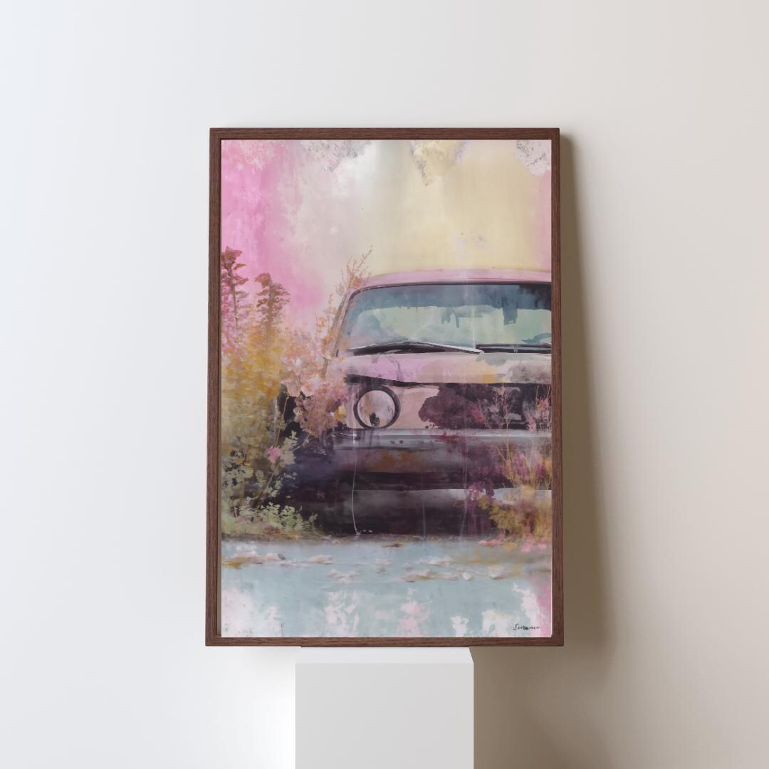Ford Mustang Pastel Collage Print: Modern Automotive Art (digital ...