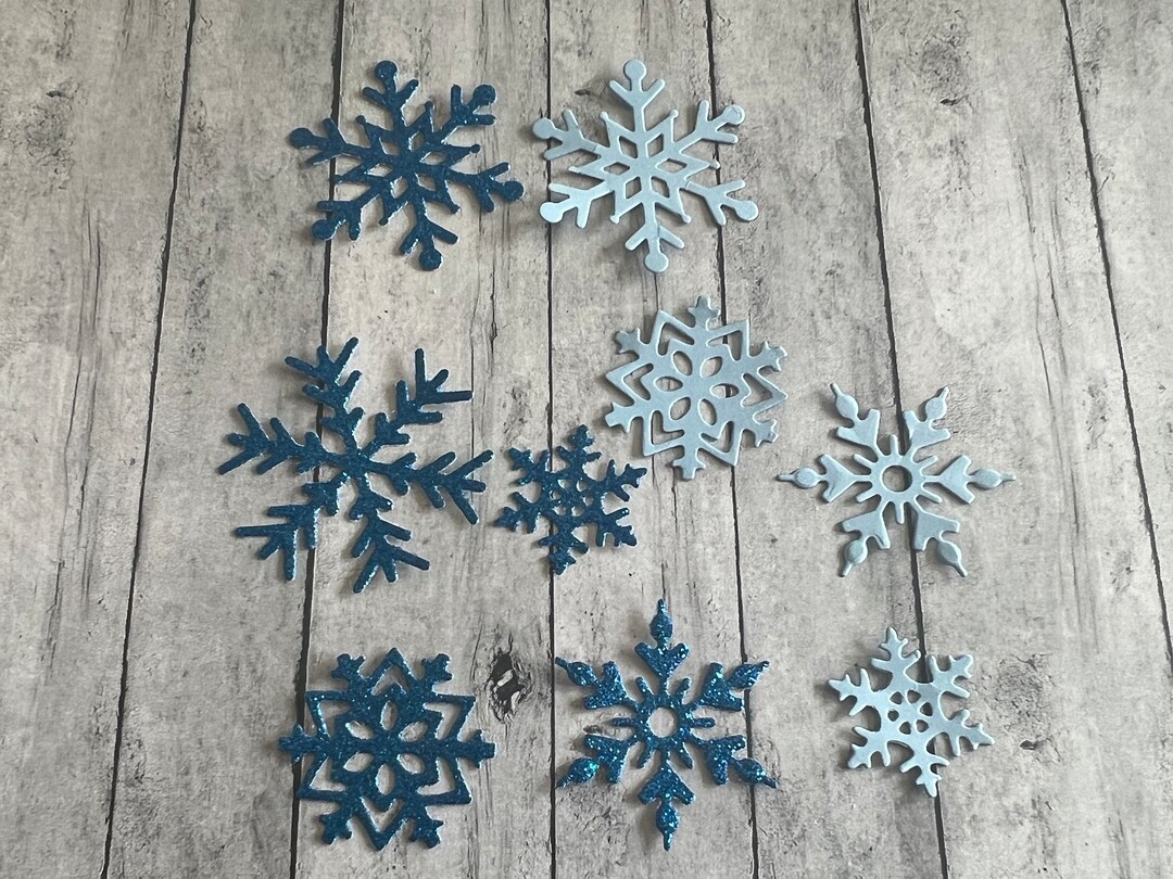 Set of 8 Snowflake Die Cuts, Winter Die Cuts, Blue Snowflake Die Cuts ...