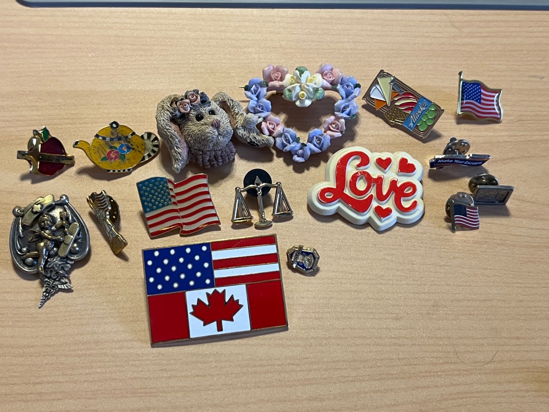 Vintage Pin Lot, Unique Pin Lot, Instant Pin Collection. Collector Pin ...