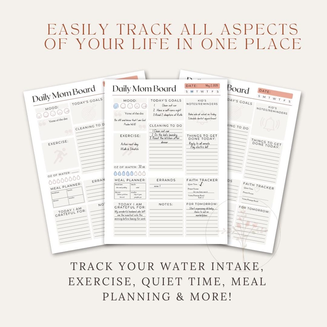 Daily Mom Board | Christian Homemaker Daily Planner Sheet - Etsy