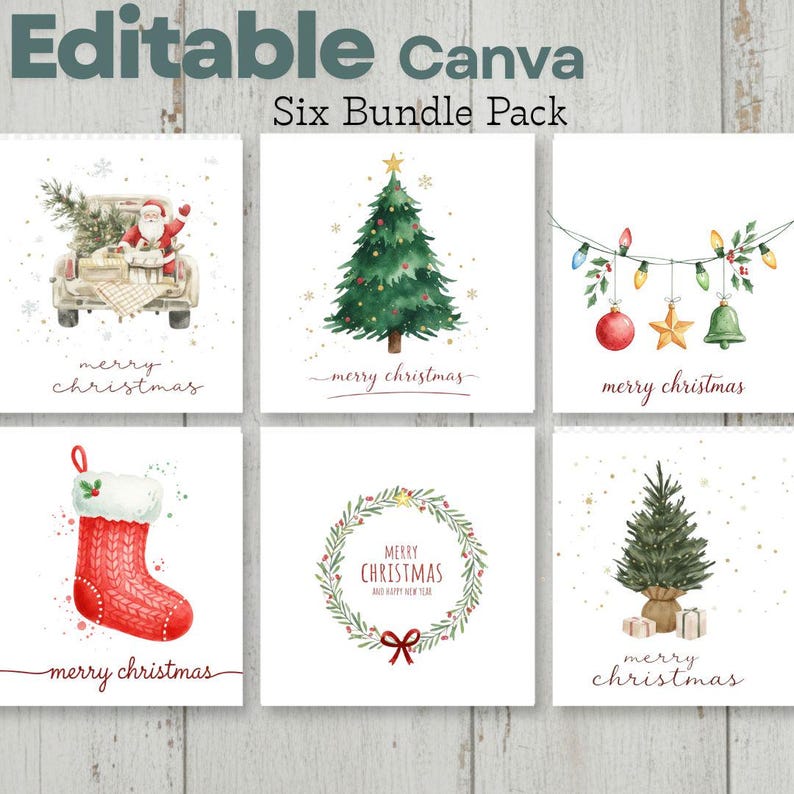 Printable Christmas Cards Bundle | DIY Holiday Greeting Cards | Instant ...