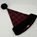 Red Plaid Flannel Santa Hat, Dark Red, Black and Green Tartan Plaid ...